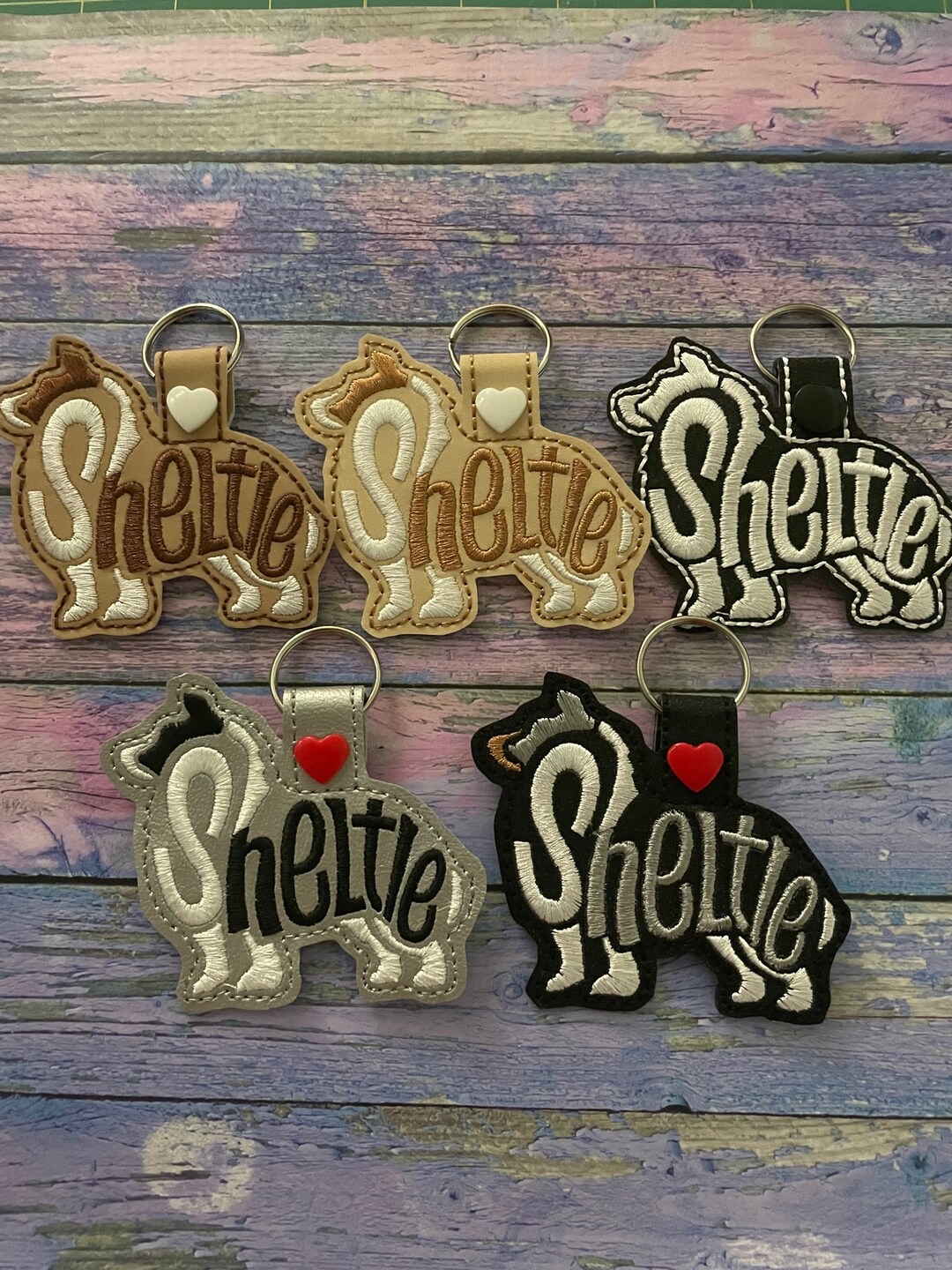 Sheltie Key Fob – Hand Cut Vinyl Snap Tag – Sable, Mahogany, Tri-color ...