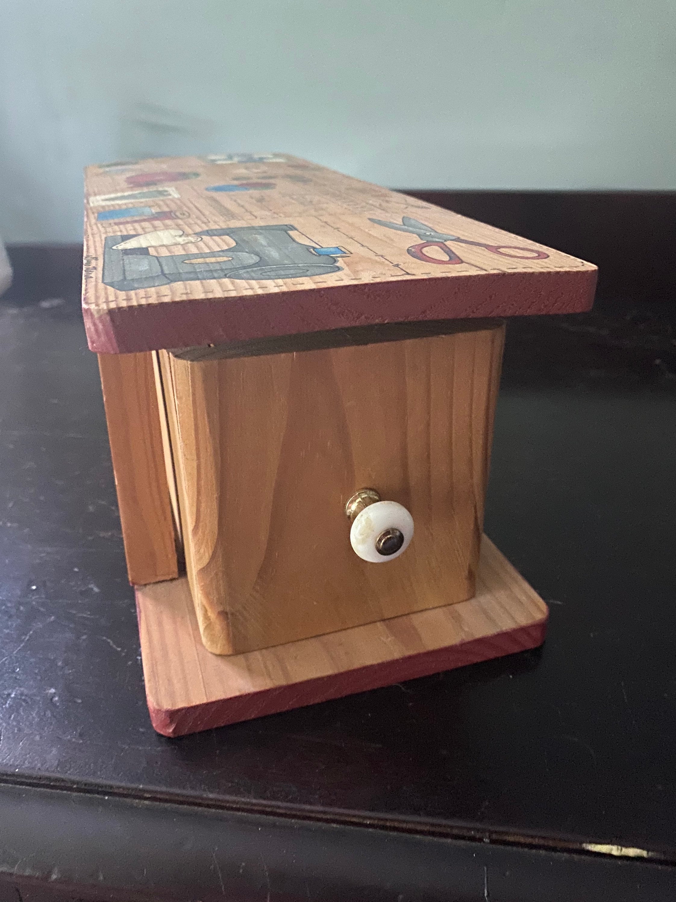 Wooden Hand Painted Sewing Box - Etsy