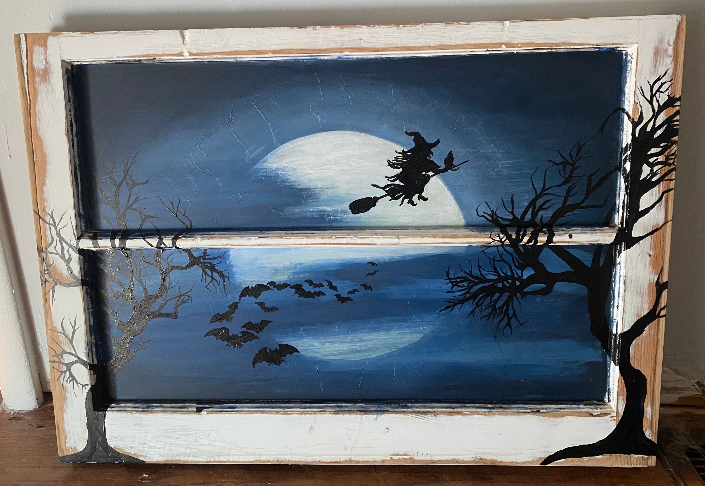 Hand Painted Old Window for Halloween - Etsy