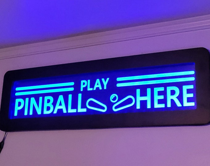Large Framed Wall Pinball Arcade Game Room LED Acrylic Sign - Etsy