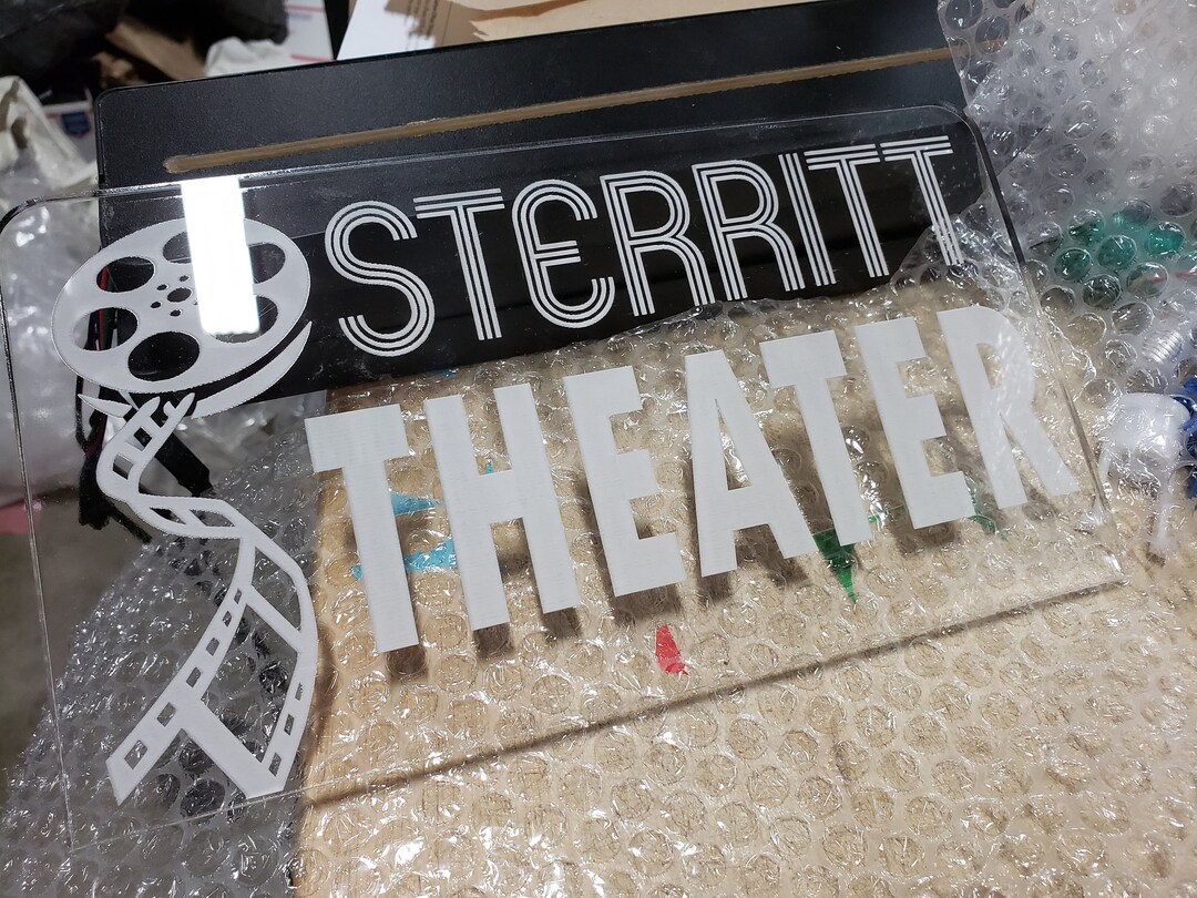 Personalized Theater Room Custom Acrylic LED Name Sign Arcade Bar Gift ...