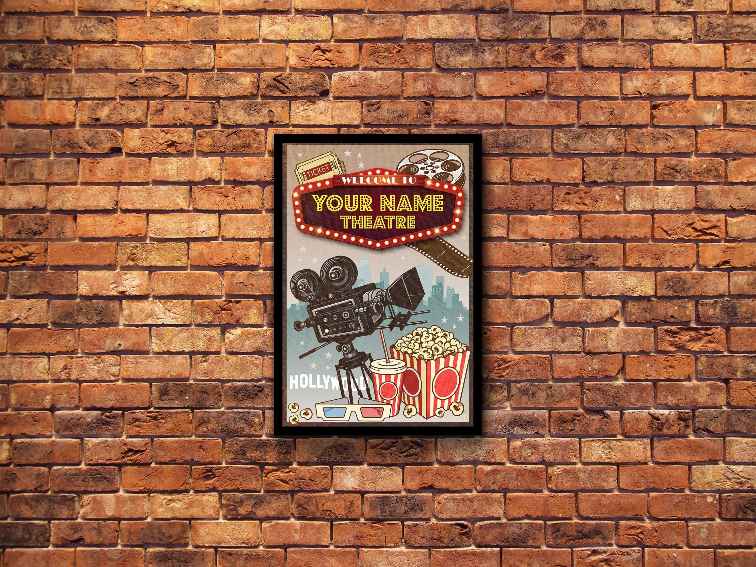 Personalized Theater Poster Sign Man Cave Basement Movie Room - Etsy