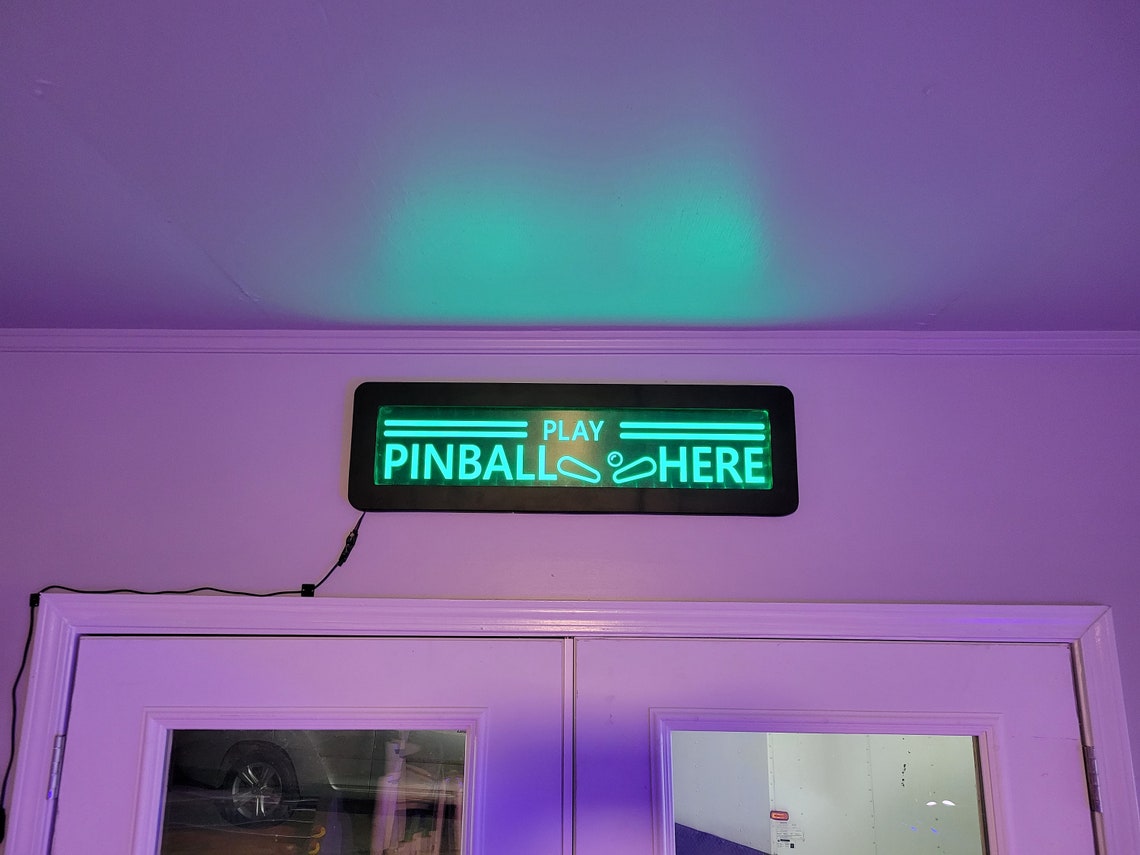 Large Framed Wall Pinball Arcade Game Room LED Acrylic Sign - Etsy