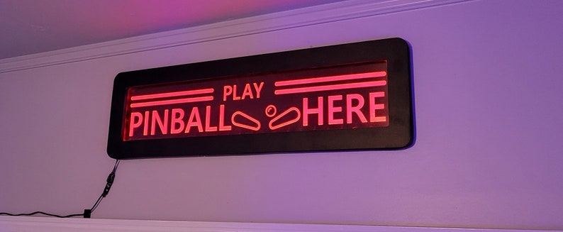 Large Framed Wall Pinball Arcade Game Room LED Acrylic Sign - Etsy