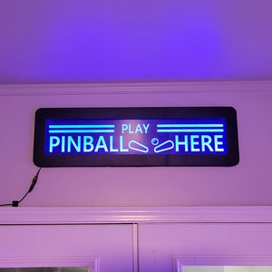 Large Framed Wall Pinball Arcade Game Room LED Acrylic Sign - Etsy