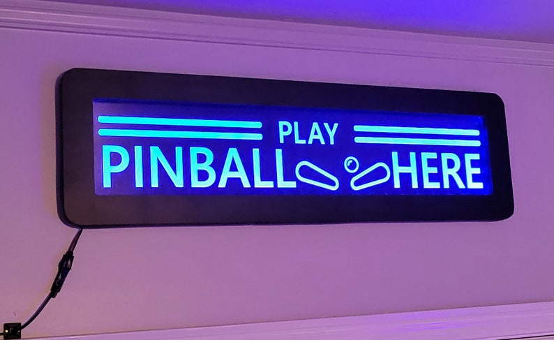 Large Framed Wall Pinball Arcade Game Room LED Acrylic Sign - Etsy