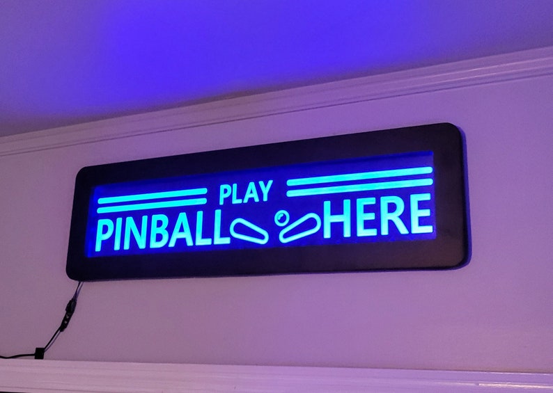 Large Framed Wall Pinball Arcade Game Room LED Acrylic Sign - Etsy