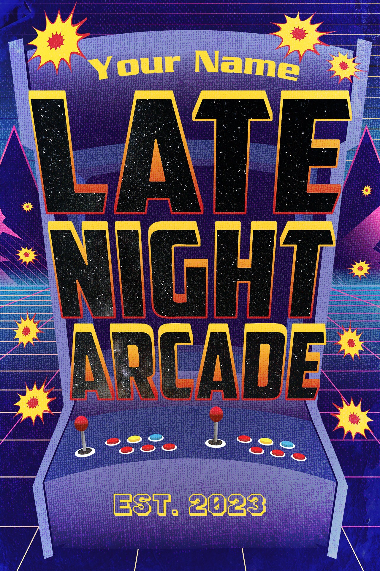 Personalized Late Night Arcade Poster Sign Man Cave Basement Game Room ...