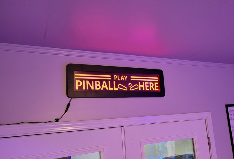 Large Framed Wall Pinball Arcade Game Room LED Acrylic Sign - Etsy