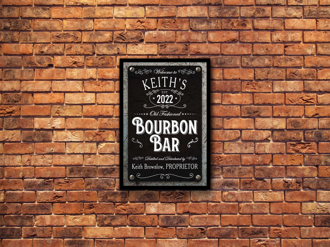Personalized Bourbon Whiskey Bar Room Poster Sign Man Cave Basement - Etsy