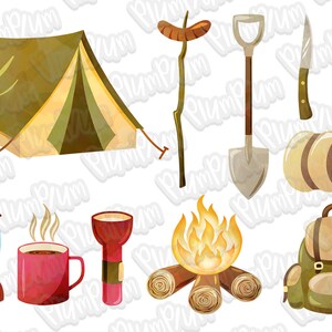 Camping Watercolor Cliparts, Summer Clipart, Vacation Clipart, Camping ...