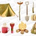 Camping Watercolor Cliparts, Summer Clipart, Vacation Clipart, Camping ...