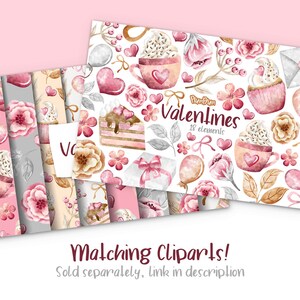 Valentines Digital Papers, Watercolor Patterns, Valentines Patterns ...