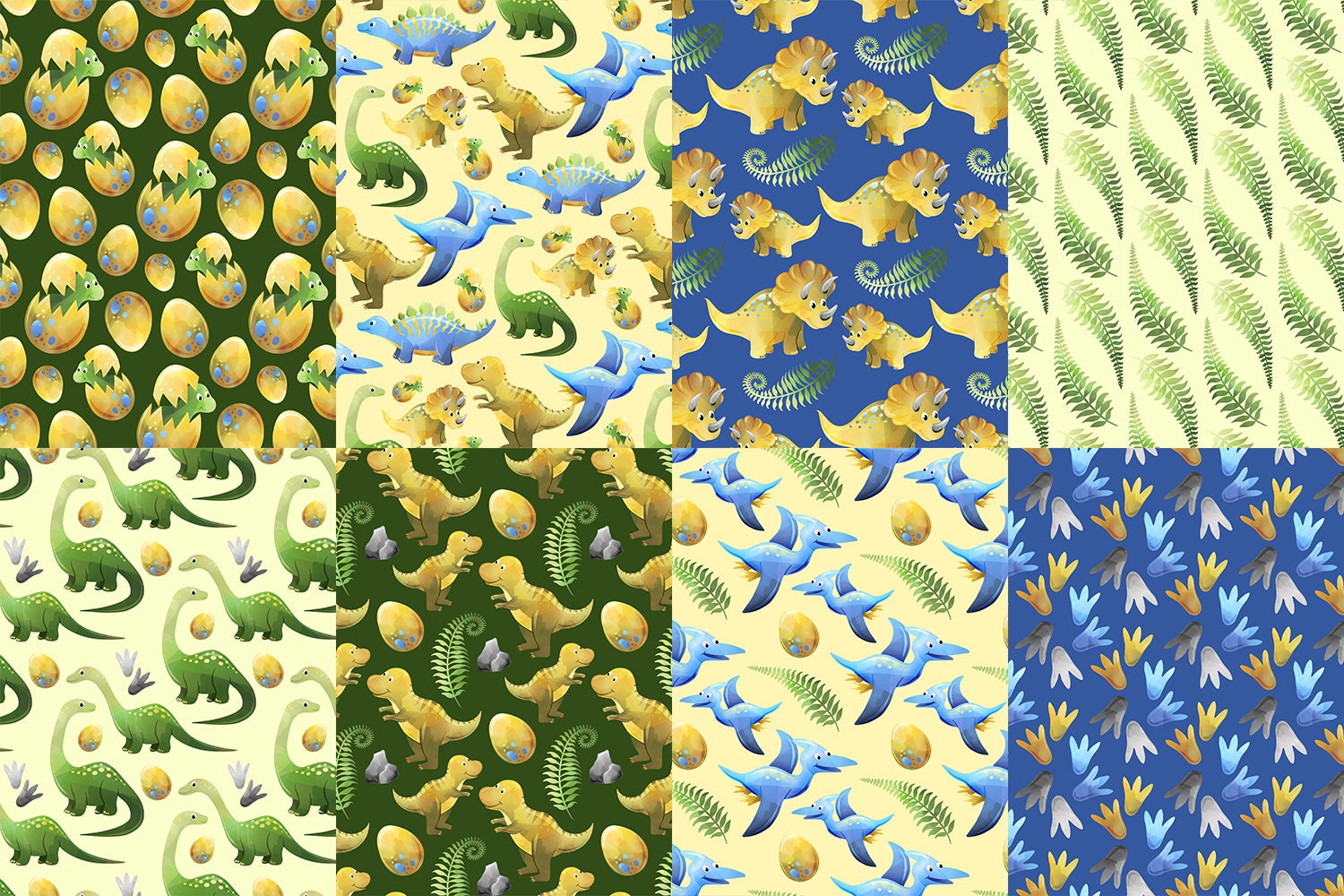 Dinosaurs Digital Papers, Dino Pattern, Trex Digital Paper, Dinosaur ...