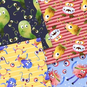 Monsters Digital Papers, Monsters Pattern, Monsters Graphics, Monster ...