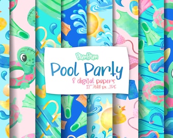 GIRLS POOL PARTY Digital Clipart Set Pool Clipart Summer - Etsy