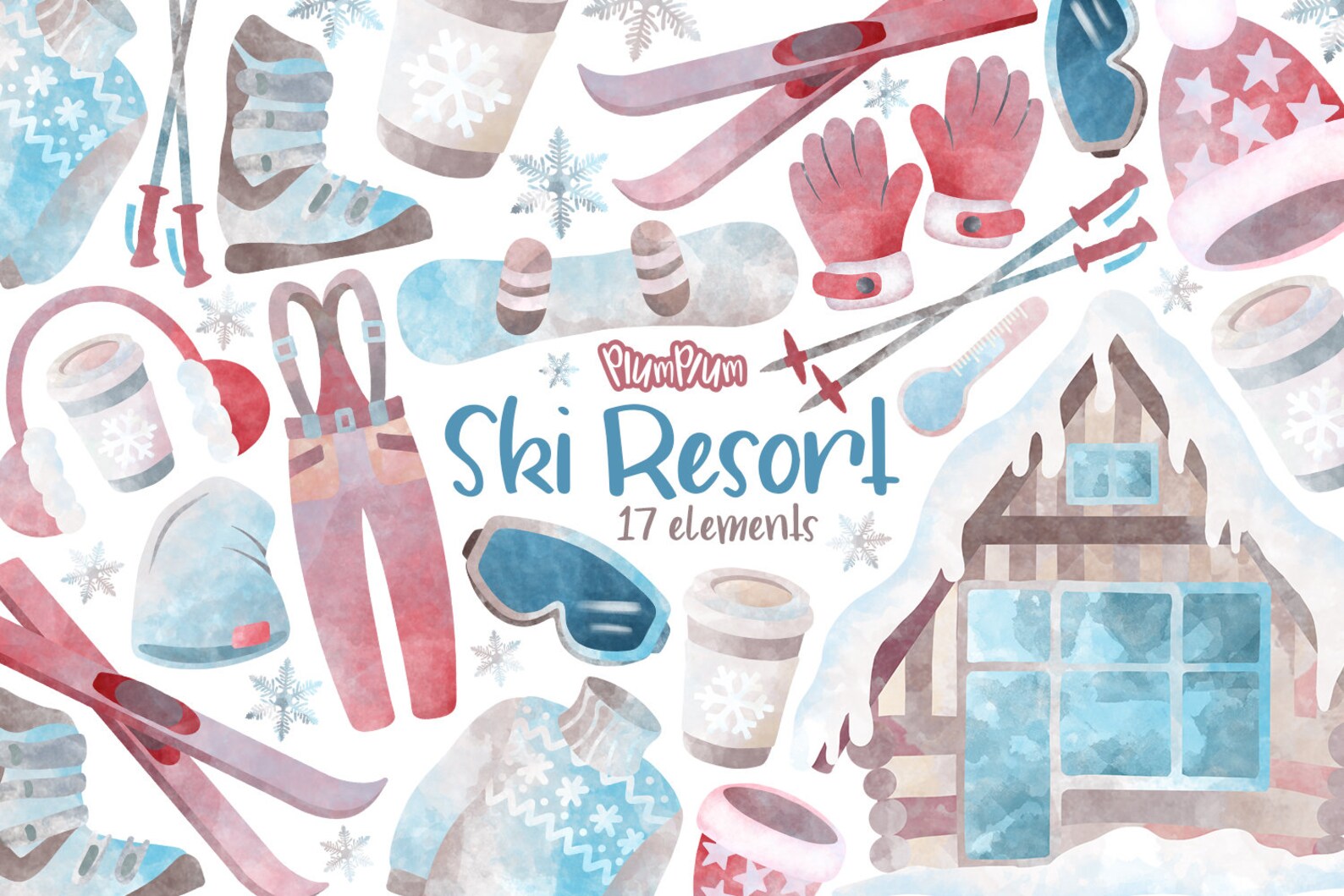 Winter Clipart Bundle, Watercolor Cliparts, Winter Cliparts, Christmas ...