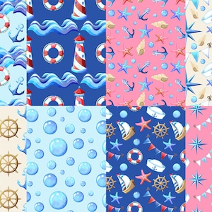 Nautical Digital Papers, Nautical Patterns, Summer Digital, Nautical ...