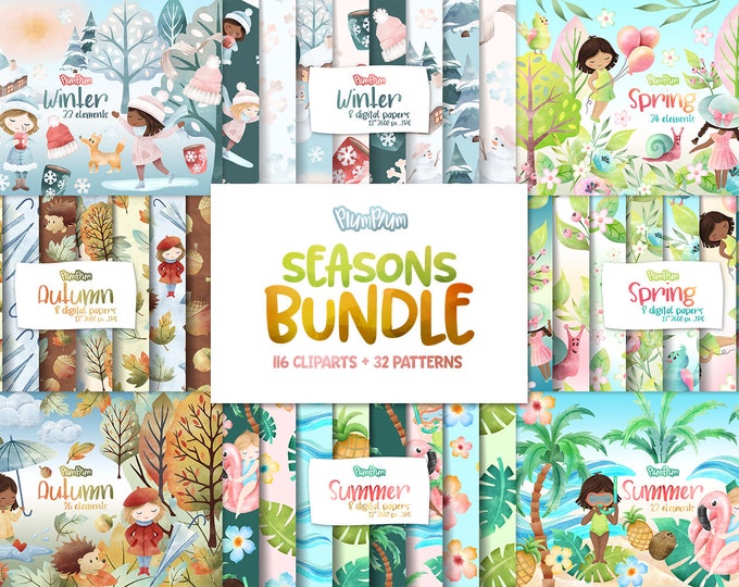 Spring Clipart Bundle, Watercolor Cliparts, Spring Cliparts, Cute ...