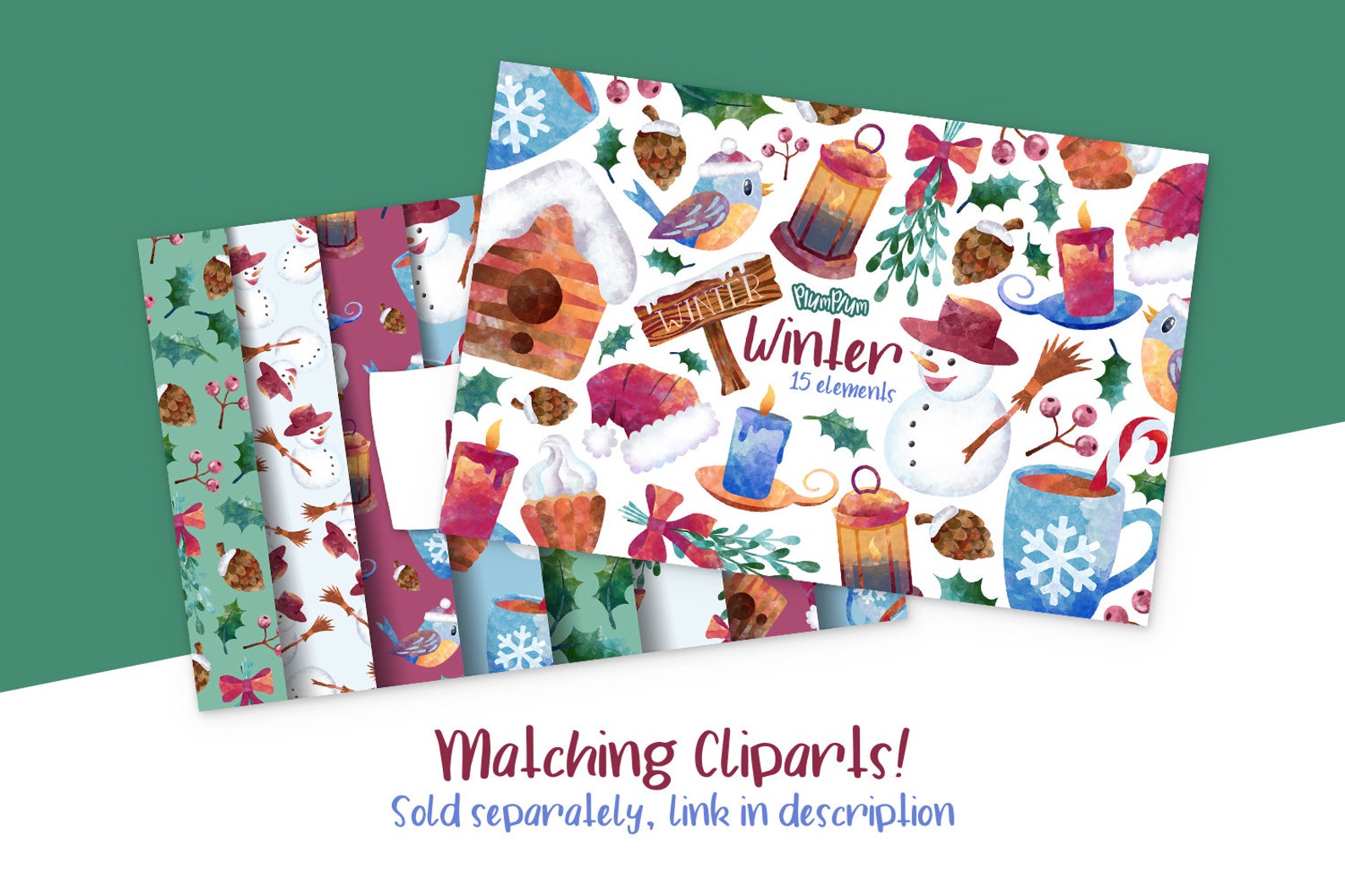 Christmas Digital Papers, Seamless Patterns, Winter Background ...