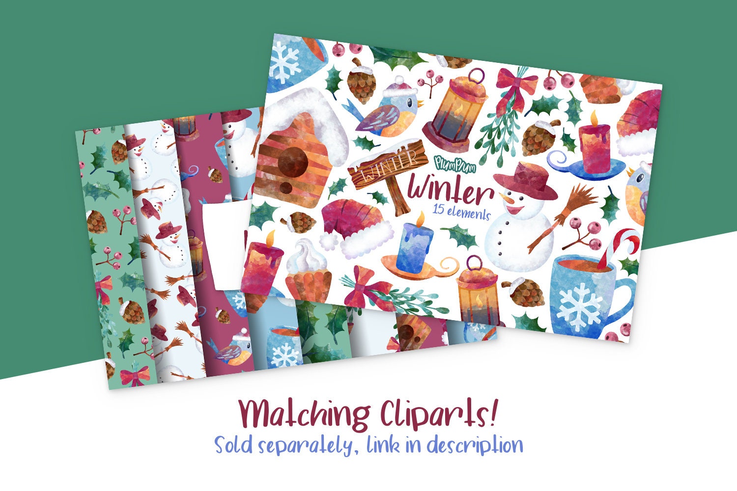 Christmas Digital Papers, Seamless Patterns, Winter Background ...