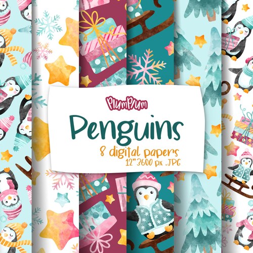 Cute Penguins Digital Papers Penguin Pattern Cute Animals - Etsy
