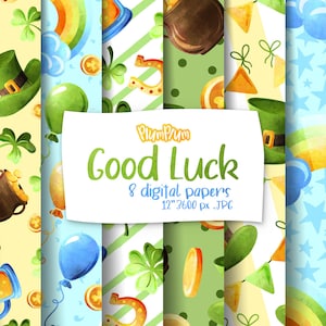 Saint Patricks Day Digital Papers, Shamrock Pattern, Spring Digital ...