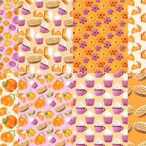 Pumpkins Digital Papers, Pumpkin Patterns, Autumn Seamless, Fall ...
