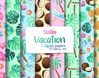 Beach Digital Paper Summer Pattern Summer Graphics Vacation | Etsy