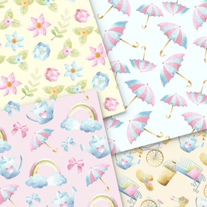 Pastel Digital Paper, Spring Pattern, Seamless Pattern, Spring Graphics ...