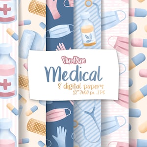 Medical Digital Papers, Medical Pattern, Healthcare Graphics, Seamless ...