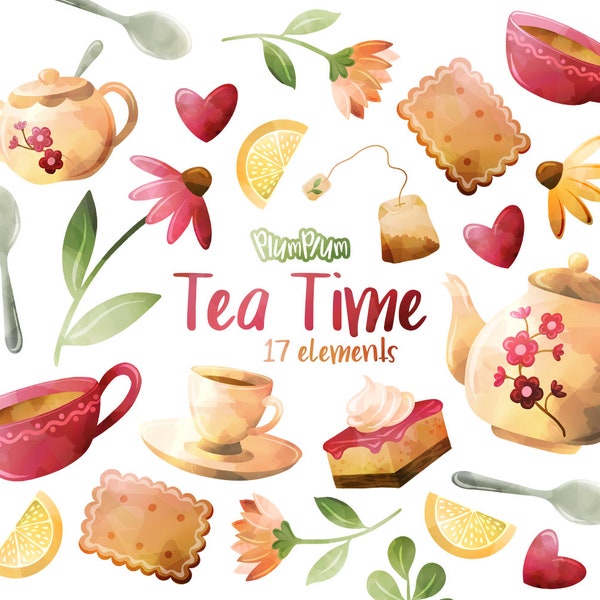 Tea Time Clipart - Etsy