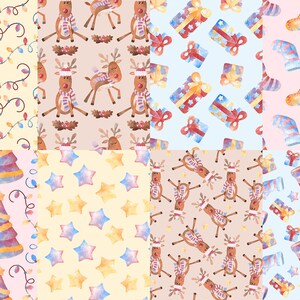 Reindeer Digital Papers, Christmas Patterns, Digital Background ...