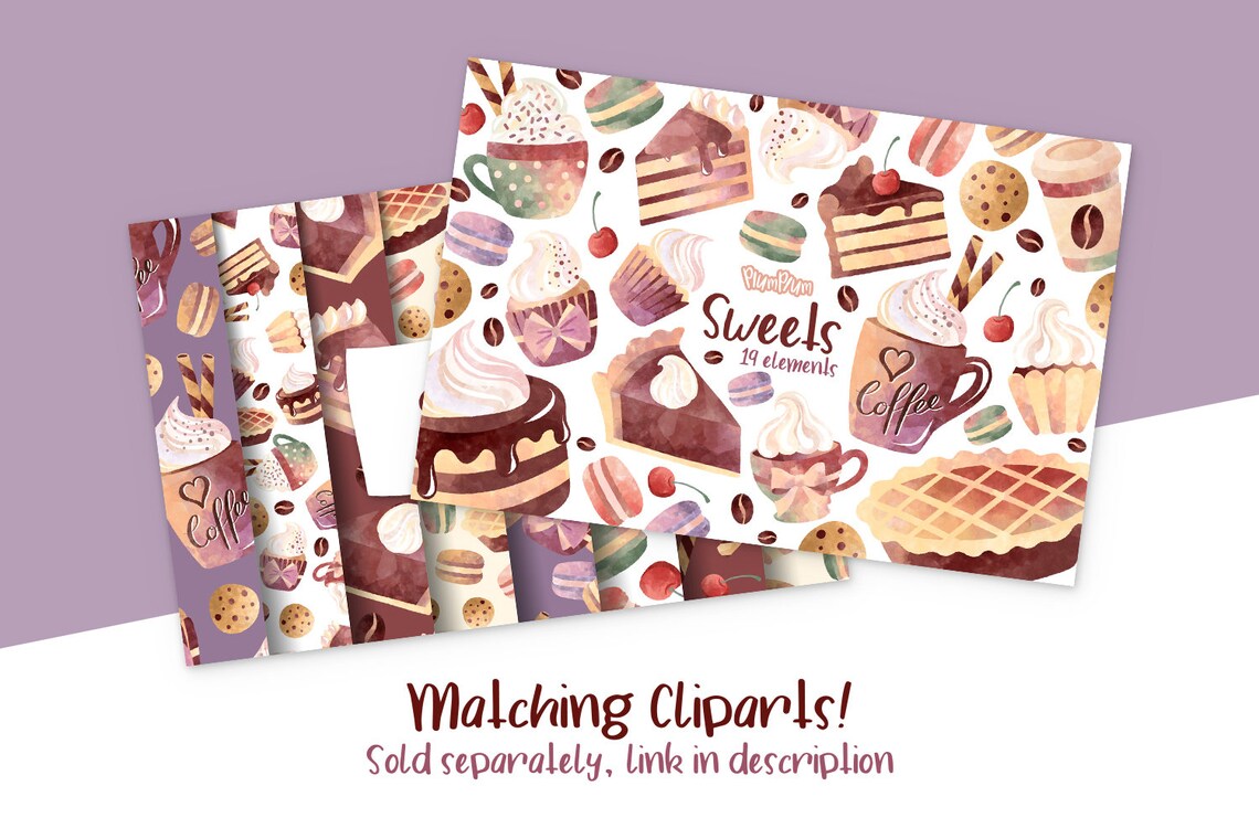 Sweets Digital Papers, Pastry Patterns, Digital Background, Seamless ...
