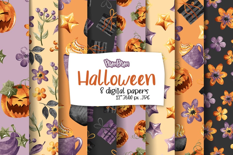 Halloween Digital Paper, Halloween Patterns, Halloween Seamless ...
