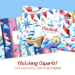 Nautical Digital Papers, Nautical Patterns, Summer Digital, Nautical ...