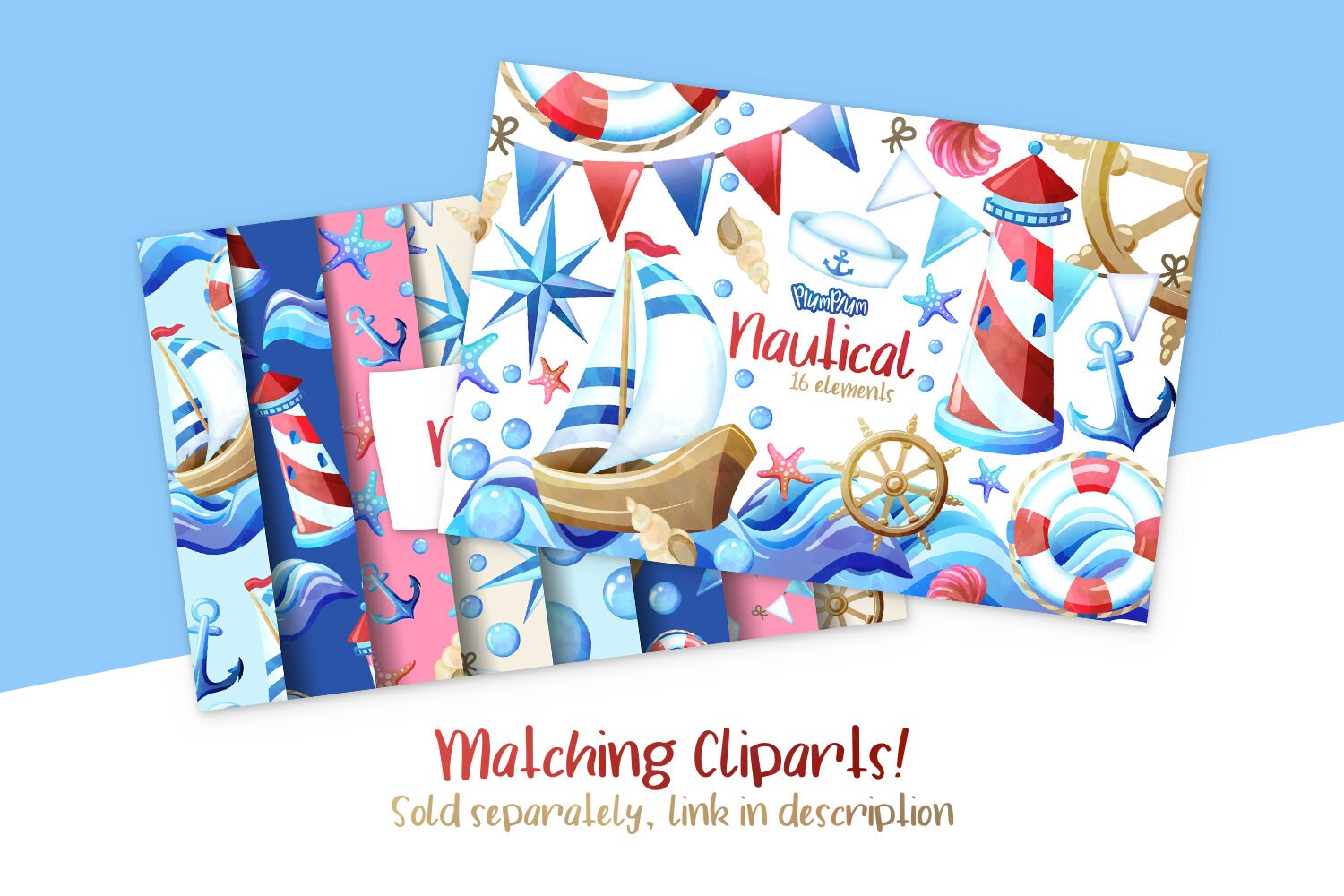 Nautical Digital Papers, Nautical Patterns, Summer Digital, Nautical ...