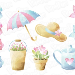 Pastel Clipart, Watercolor Clipart, Spring Graphics, Pastel Watercolor ...