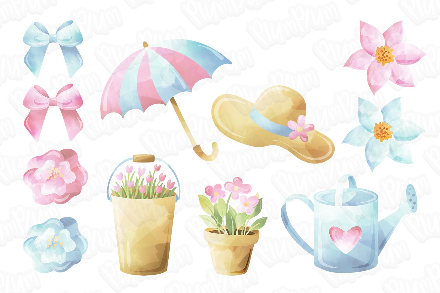 Pastel Clipart, Watercolor Clipart, Spring Graphics, Pastel Watercolor ...