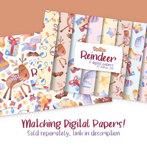 Reindeer Watercolor Cliparts, Christmas Clipart, Cute Reindeer ...