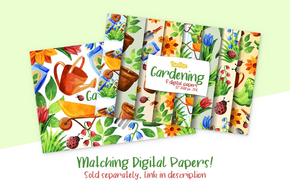 Gardening Watercolor Clipart, Spring Clipart, Gardening Illustration ...