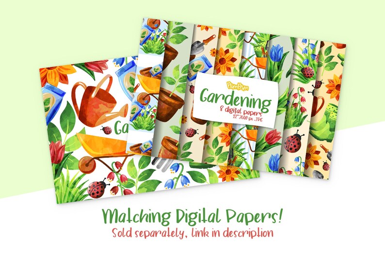 Gardening Watercolor Clipart, Spring Clipart, Gardening Illustration ...