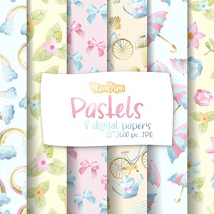 Pastel Digital Paper, Spring Pattern, Seamless Pattern, Spring Graphics ...