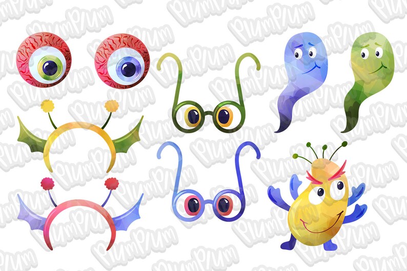 Monsters Clipart, Watercolor Monsters, Watercolor Clipart, Monsters ...