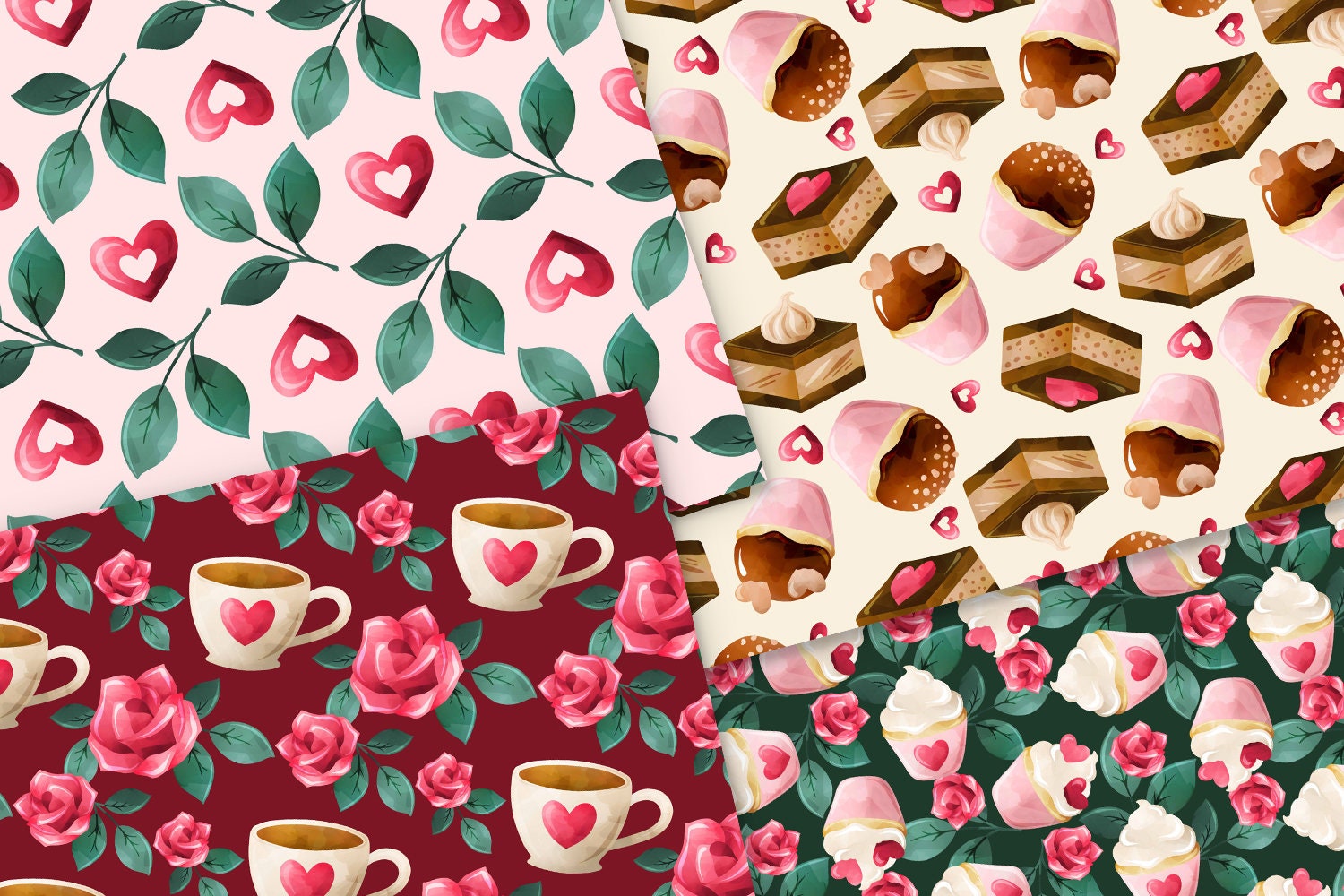 Valentines Digital Papers, Valentines Pattern, Heart Seamless, Seamless ...