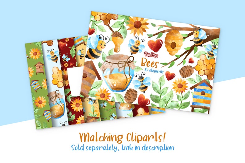 Bees Digital Papers, Bee Patterns, Cute Bees, Honey Pattern, Bee ...