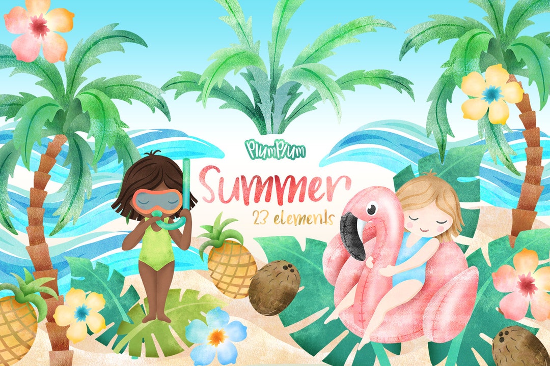 Summer Watercolor Cliparts, Summer Illustration, Tropical Vacation ...