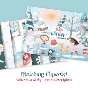 Winter Digital Papers, Winter Watercolor, Winter Patterns, Winter Girl ...