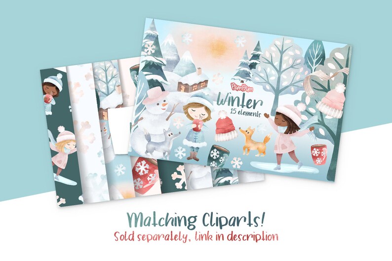 Winter Digital Papers, Winter Watercolor, Winter Patterns, Winter Girl ...