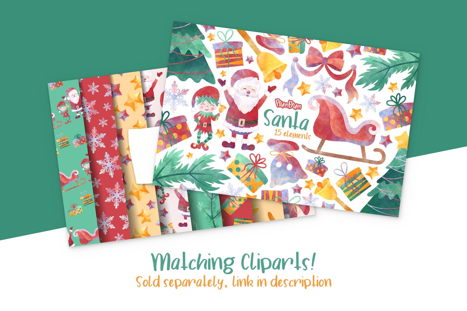 Santa Digital Papers, Christmas Patterns, Digital Background, Surface ...